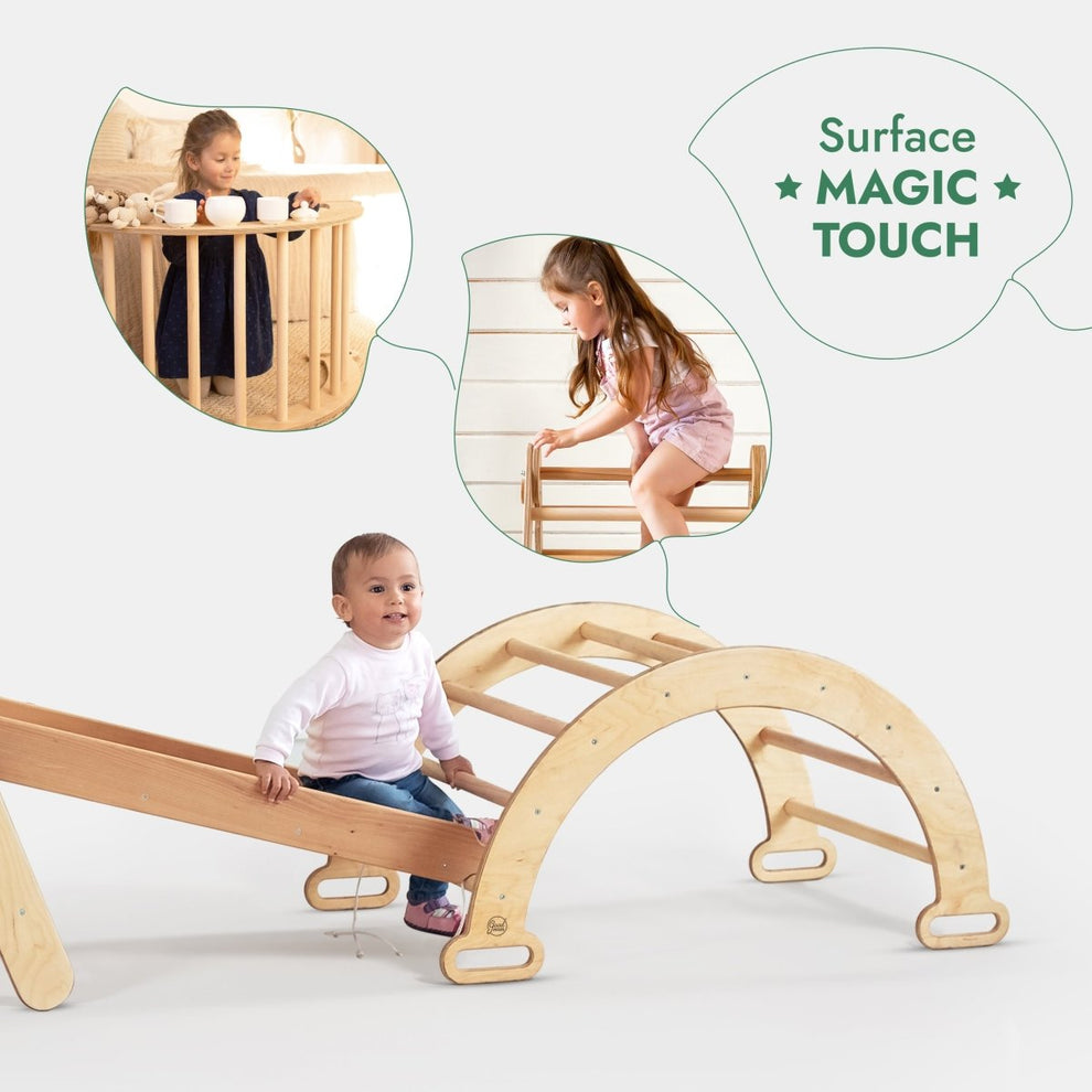 4in1 Montessori Climbing Frame Set: Triangle Ladder + Arch/Rocker + Sl ...