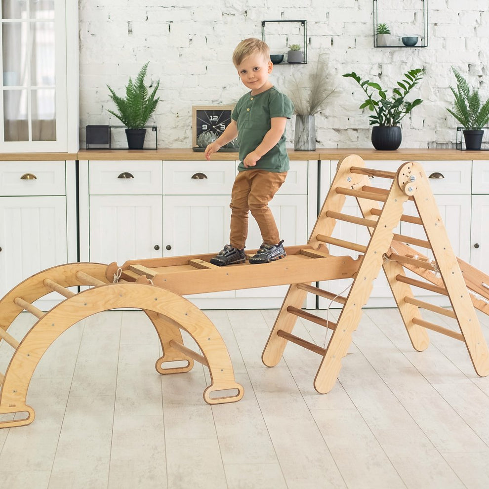 4in1 Montessori Climbing Frame Set: Triangle Ladder + Arch/Rocker + Sl ...