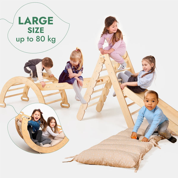 5in1 Montessori Climbing Frame Set: Triangle Ladder + Arch/Rocker + Sl ...