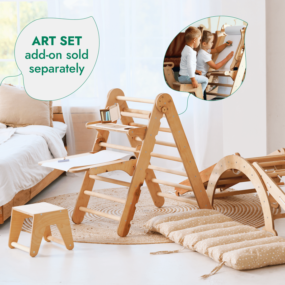 5in1 Montessori Climbing Frame Set: Triangle Ladder + Arch/Rocker + Sl ...