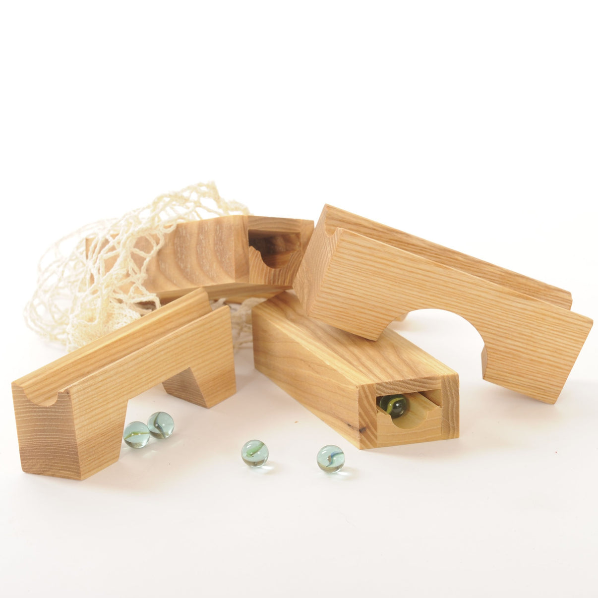 Gluckskafer - Wooden Marble Run Bridge/Tunnel Set – Wood Wood Toys