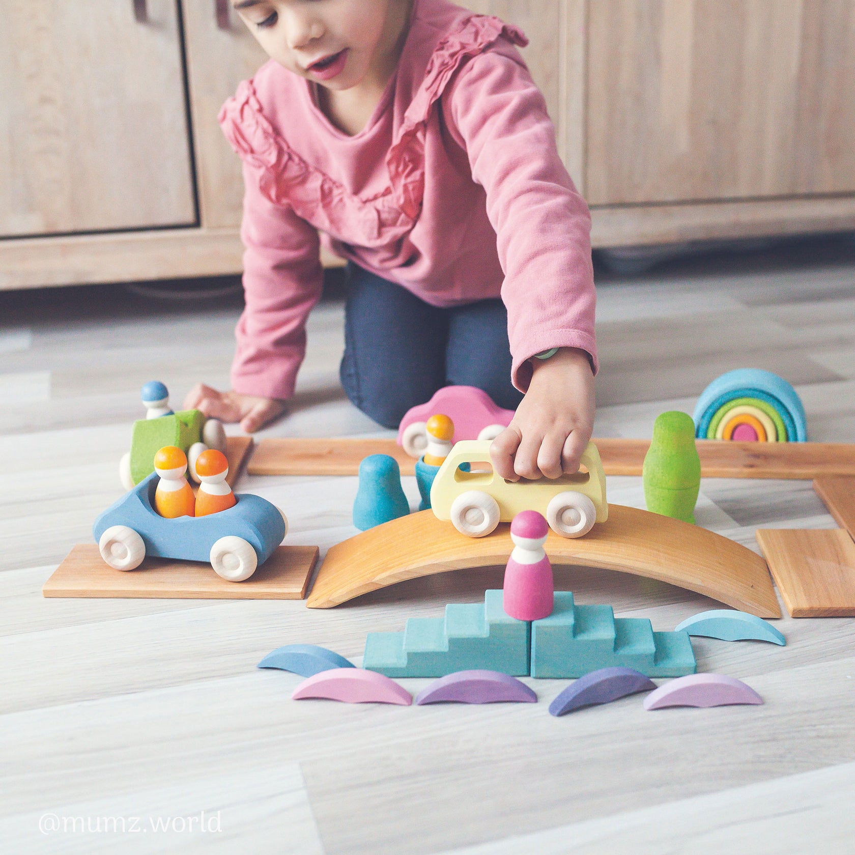 Grimm's - Five Wooden Slimline Cars (Multi-Colour) – Wood Wood Toys