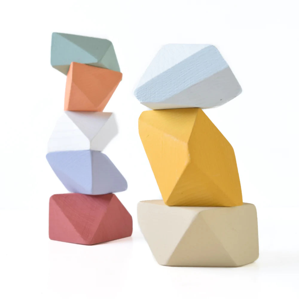 Matte Rainbow Rock Blocks Set Of 8 Wood Wood Toys